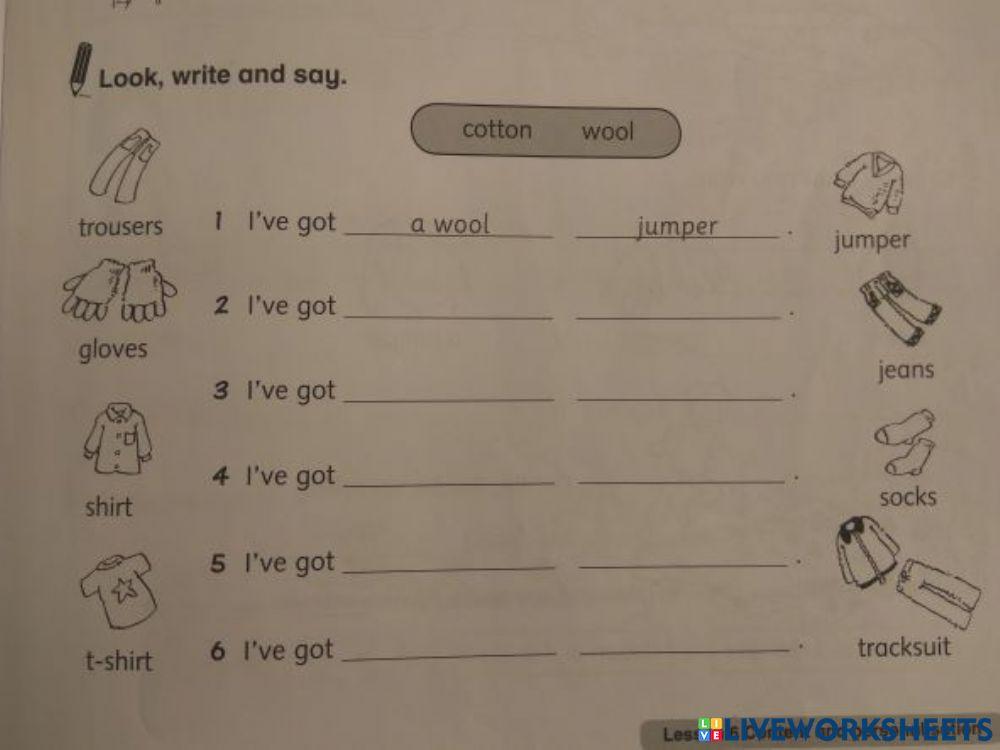Clothes online exercise for Grade 1 | Live Worksheets