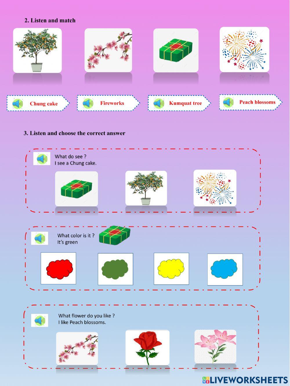 Tet Holiday online worksheet for Kindergarten | Live Worksheets
