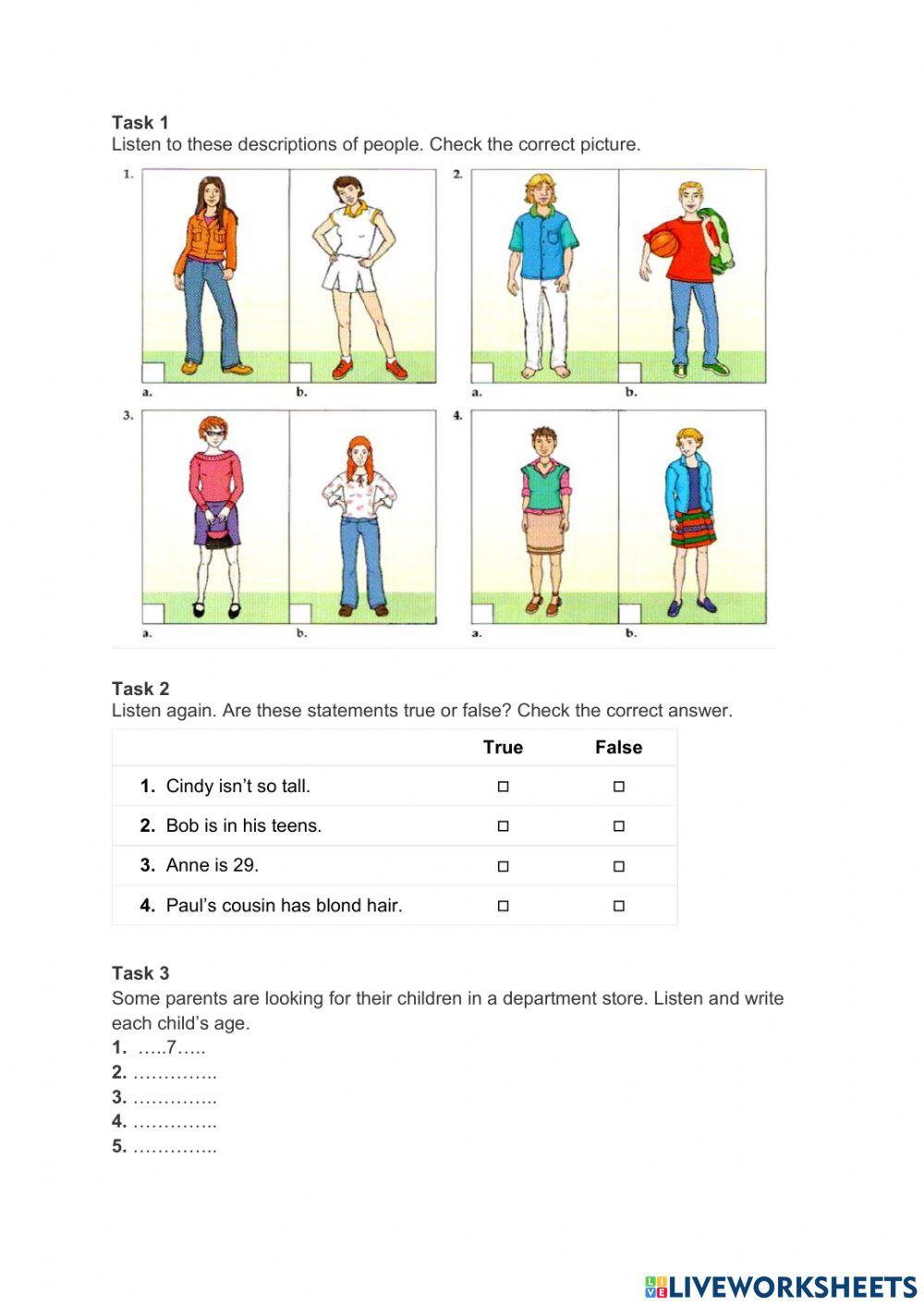 DESCRIBING PERS… | Free Interactive Worksheets | 4227905