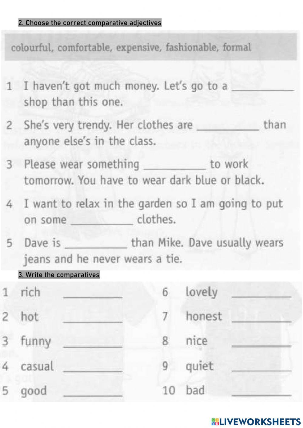Review 11 - comparatives worksheet | Live Worksheets