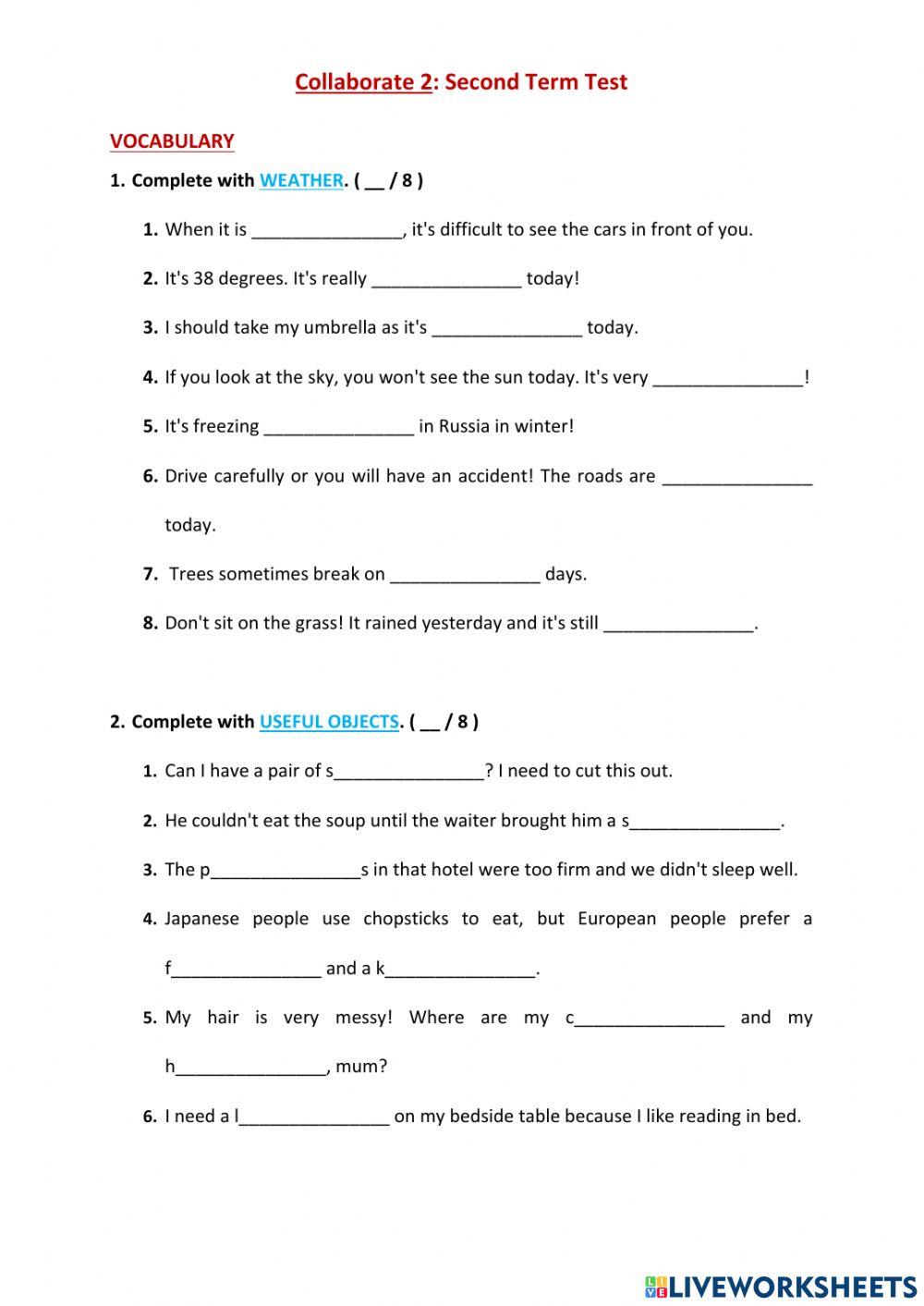 Col2 - t2 - vt worksheet | Live Worksheets