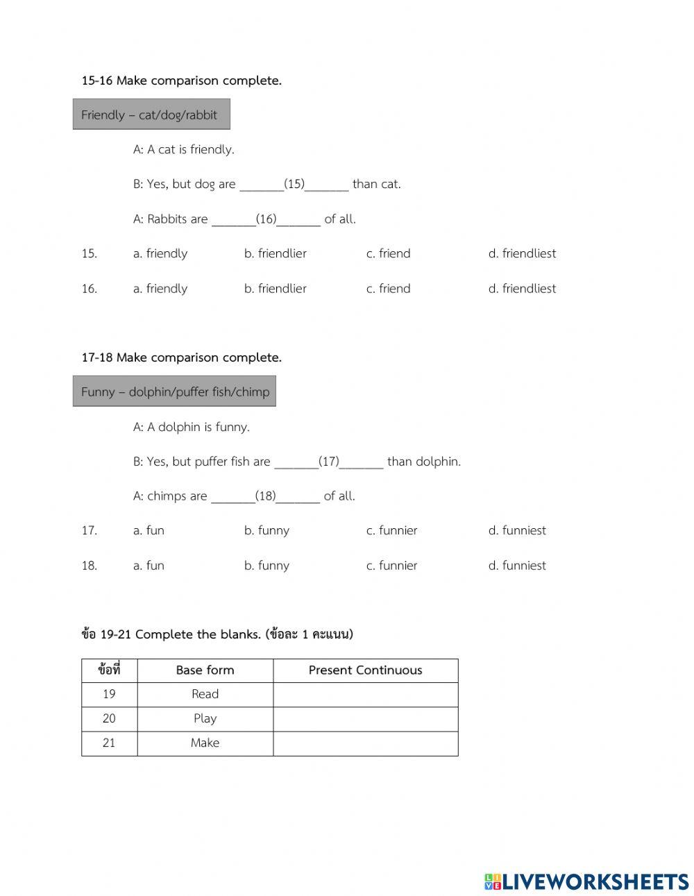 English Mid-Term Test M.1 worksheet | Live Worksheets