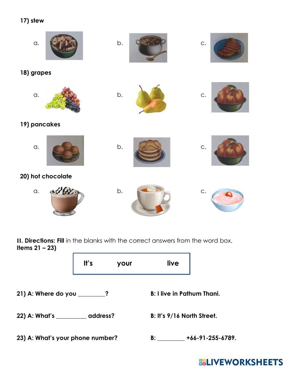 P2-1 english midterm test semester 2 worksheet | Live Worksheets