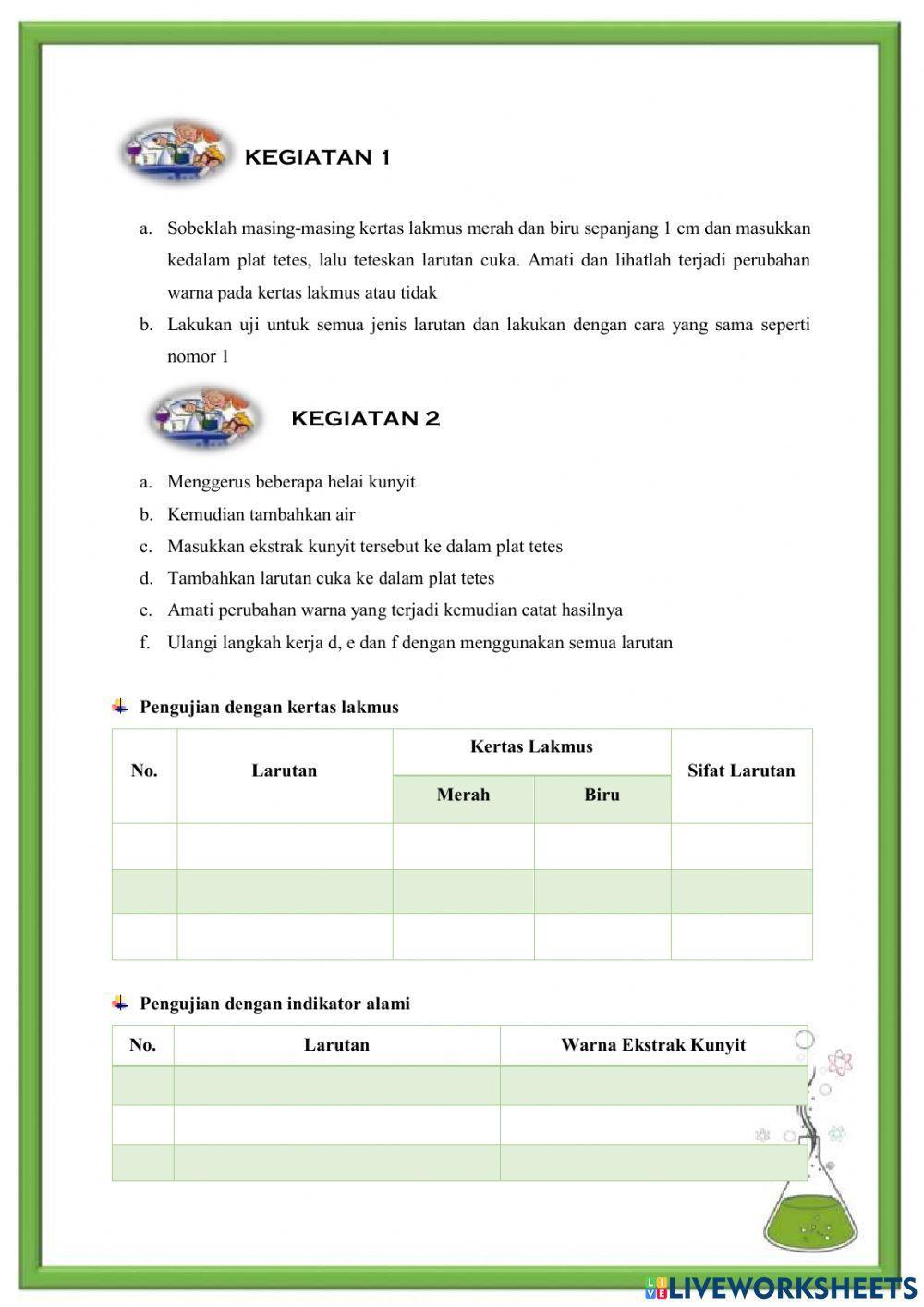 LKPD 04 Indikator Asam Basa worksheet | Live Worksheets