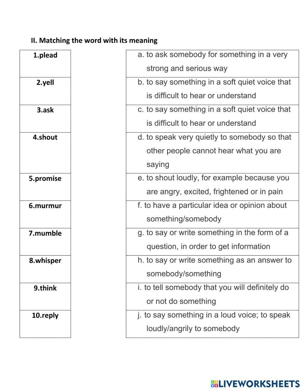 Saying and sens… | Free Interactive Worksheets | 1804033