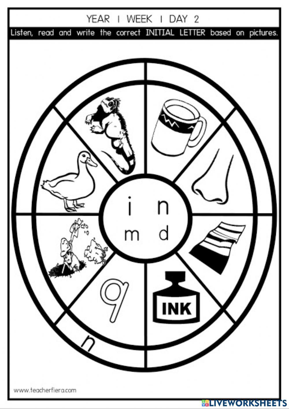 Phonics m,i,n,d worksheet | Live Worksheets