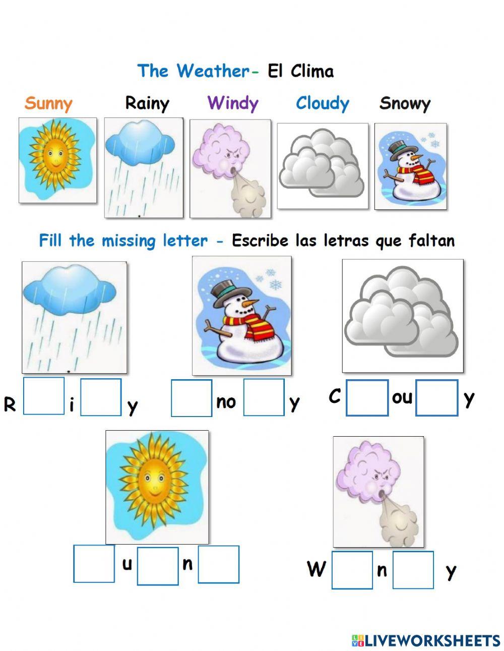Weather online exercise for 1st and 2nd | Live Worksheets