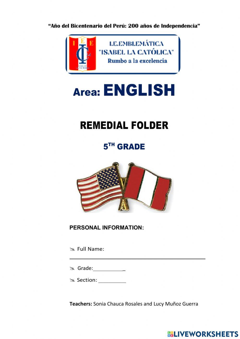 Remedial folder for 5th grade worksheet | Live Worksheets
