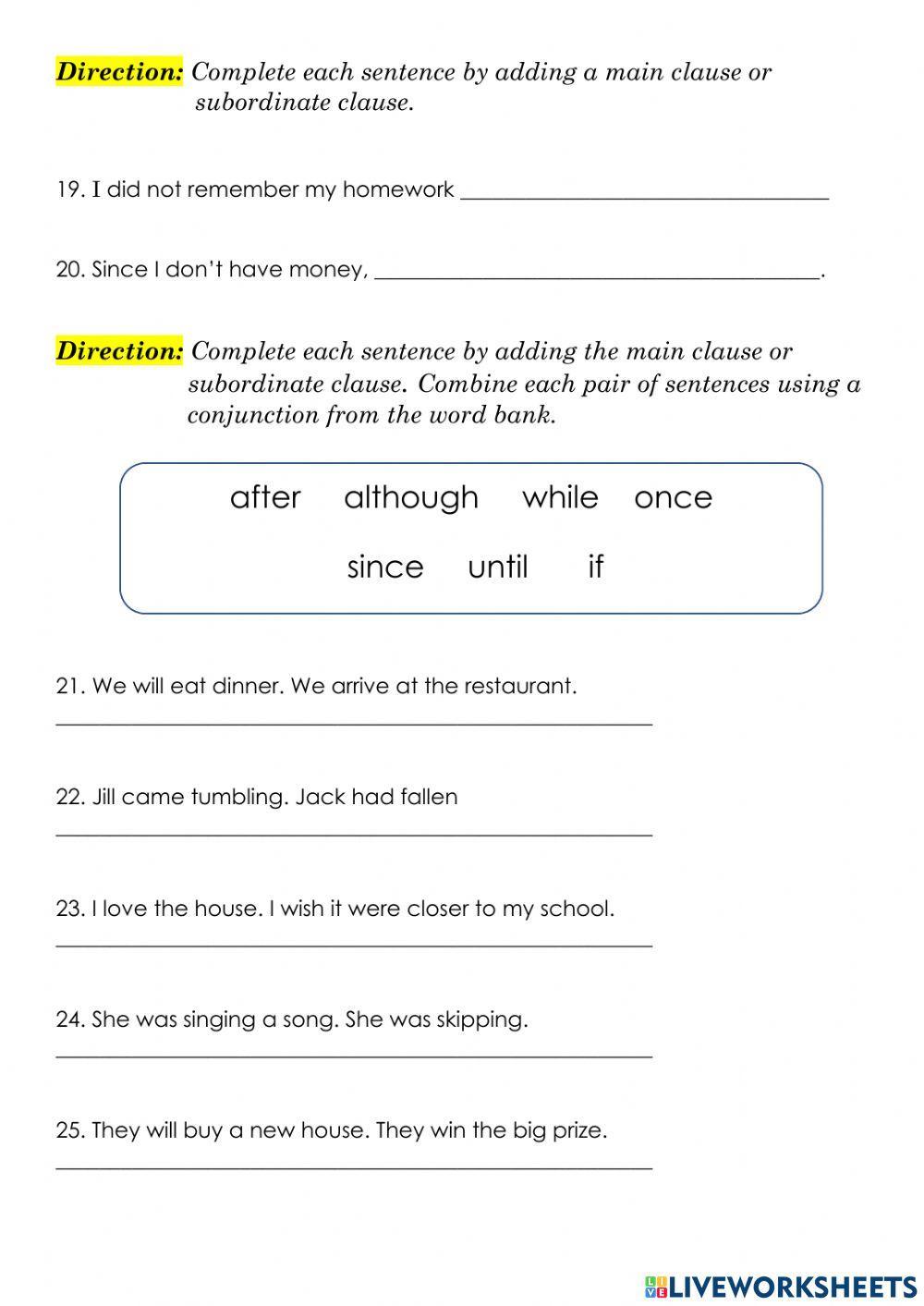 Subordinating Conjunctions Song