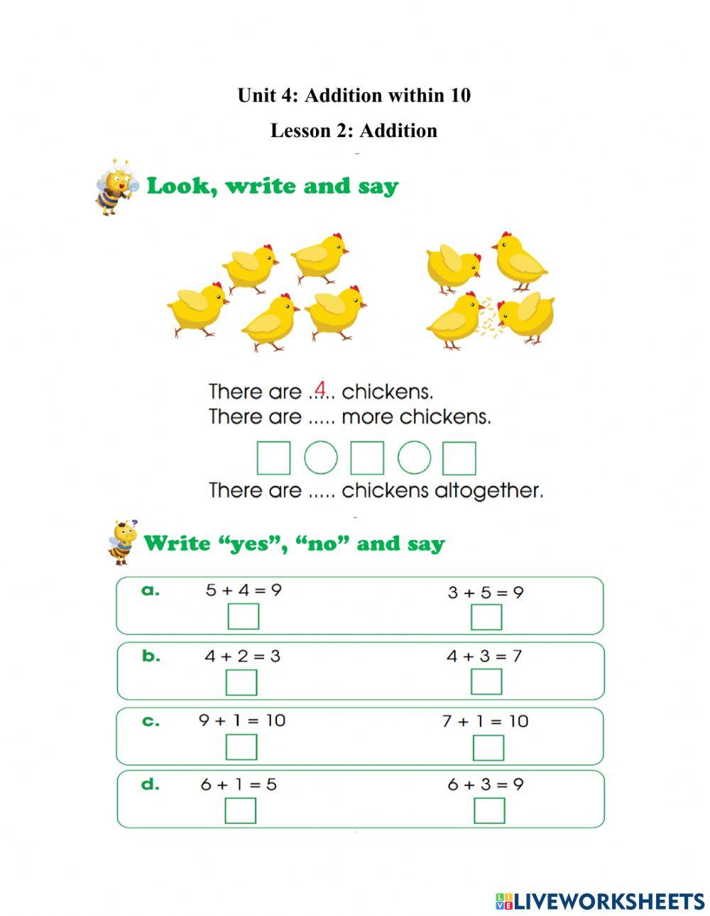 EPM1-U4-L2: Addition online exercise for | Live Worksheets