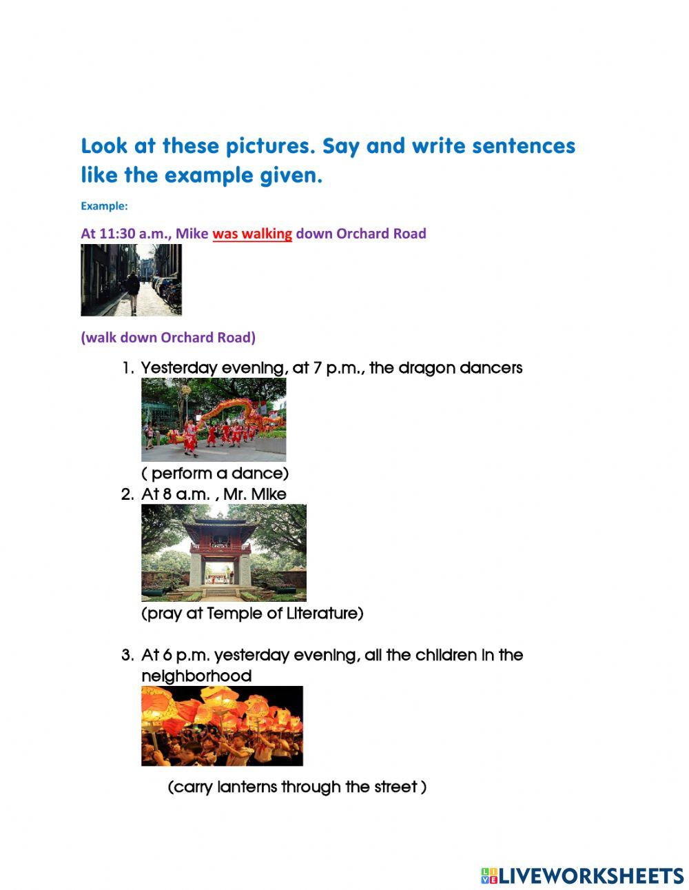 Pdf online exercise: Past Continuous Tense | Live Worksheets