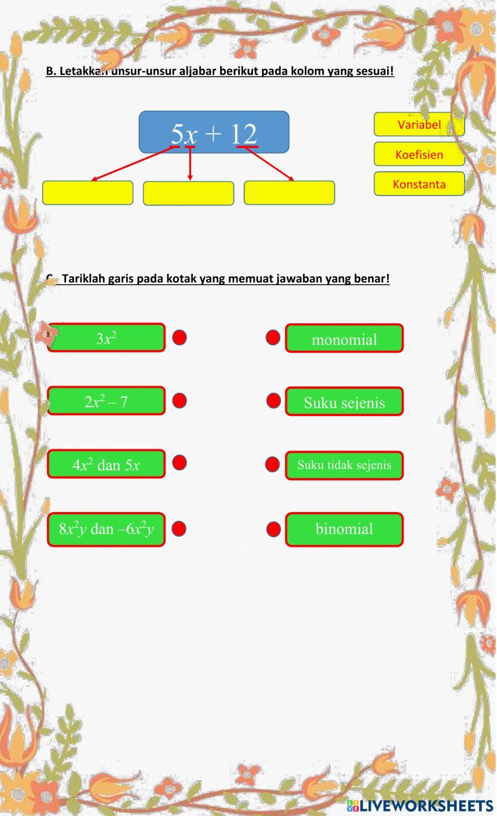 contoh membuat LKPD worksheet | Live Worksheets