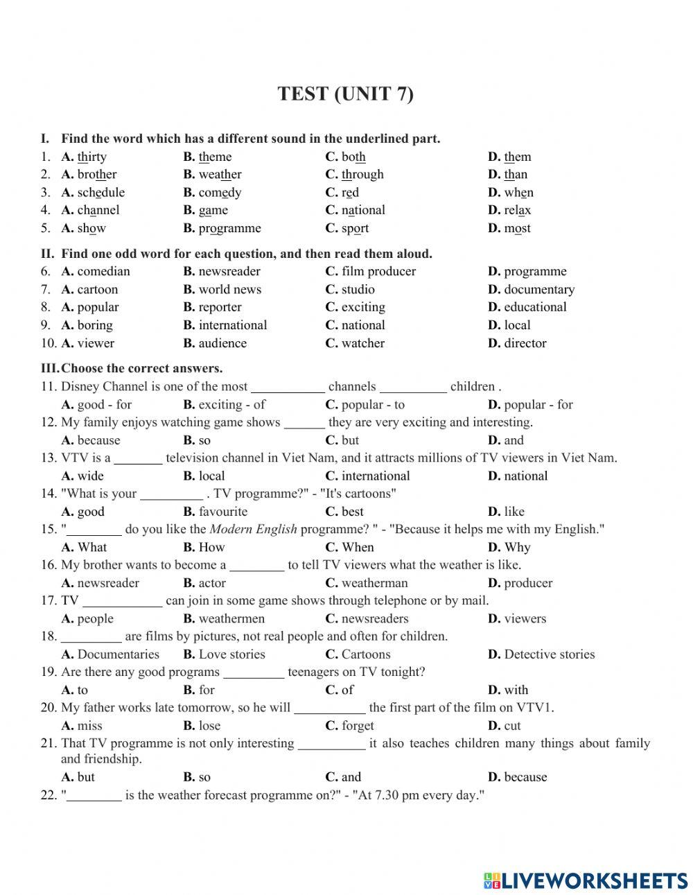 E7 u7 18-1 worksheet | Live Worksheets