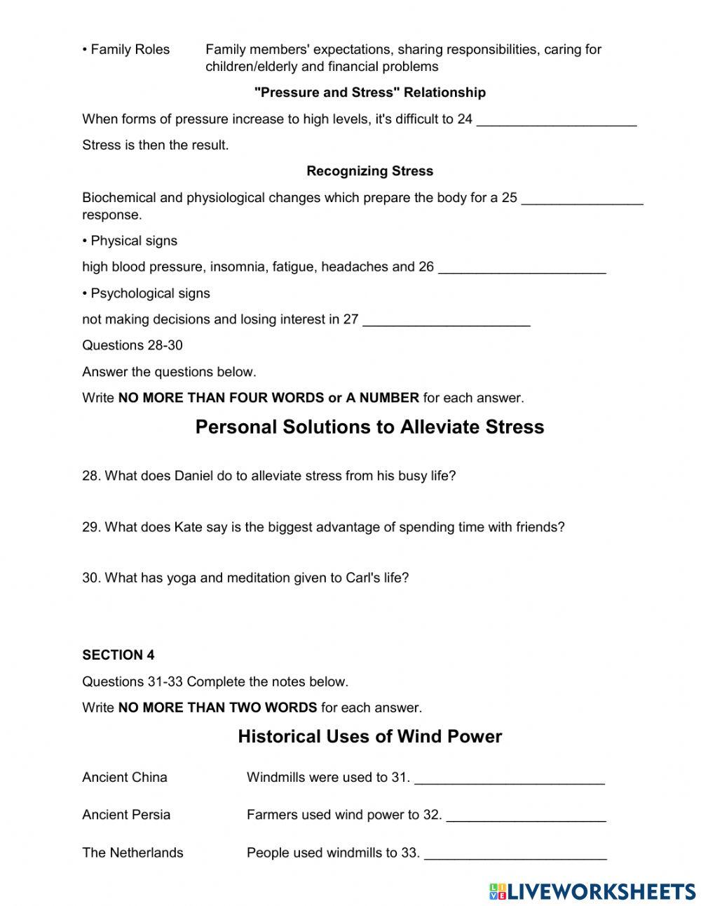 Nghe nâng cao 1 (TEST 2) online exercise for | Live Worksheets