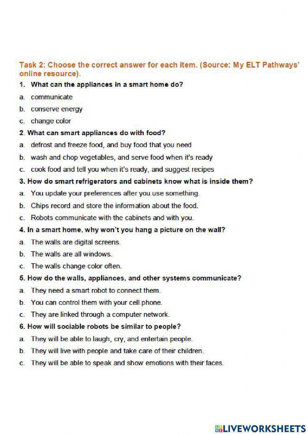 Task 1 online pdf worksheet | Live Worksheets