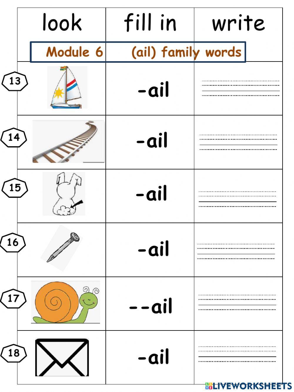 phonics -ail module 6 online exercise for | Live Worksheets