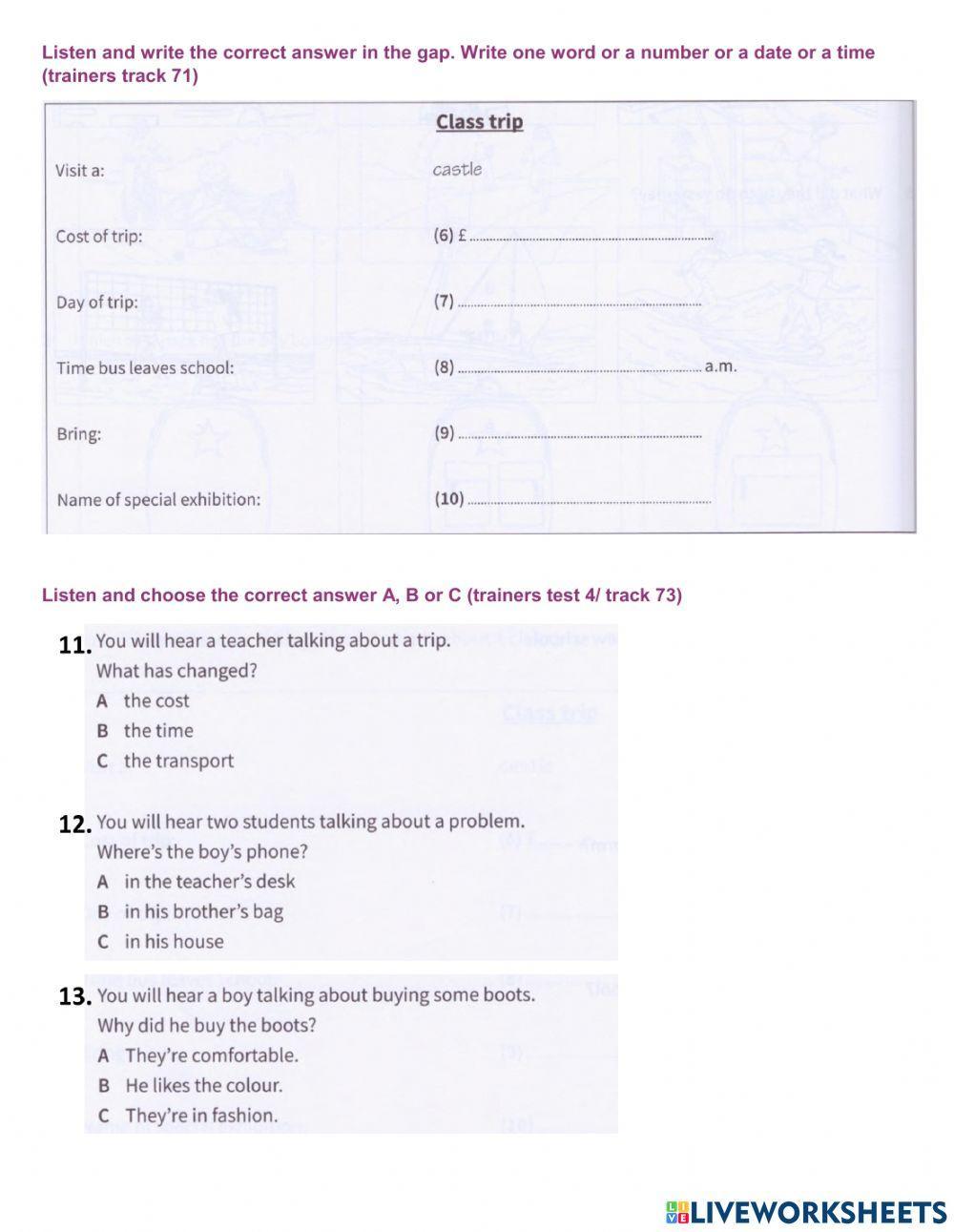 Complete ket - … | Free Interactive Worksheets | 1805918