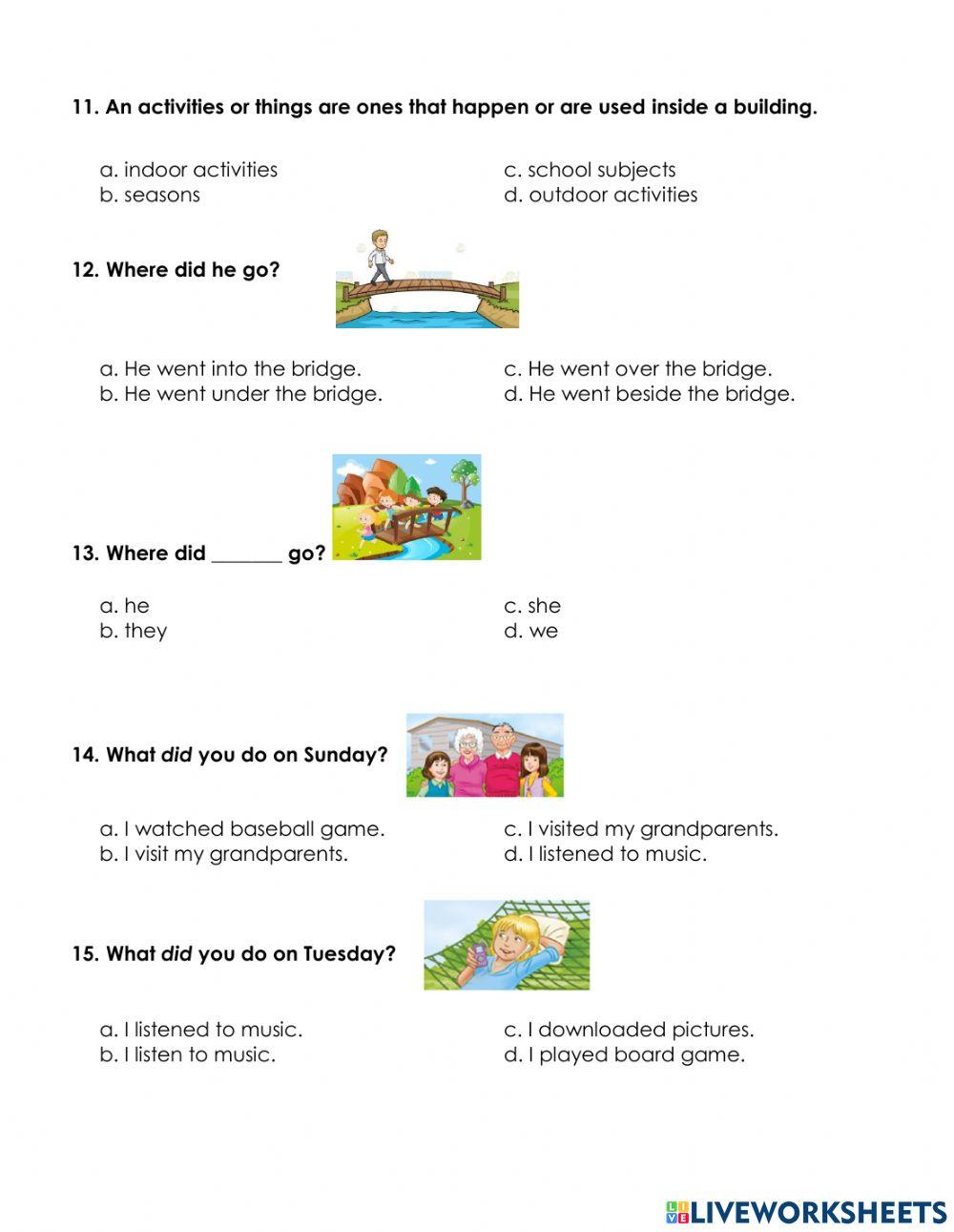 P4 english midterm test worksheet | Live Worksheets