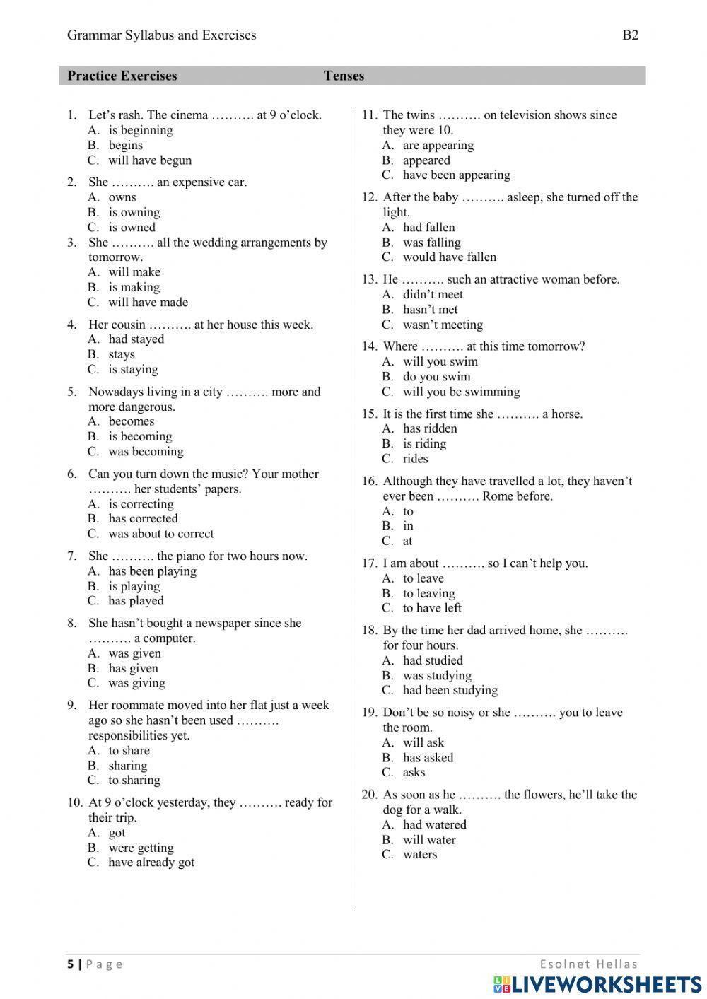 2317708 | LRN B2 TENSES | Iro Laftsi | LiveWorksheets