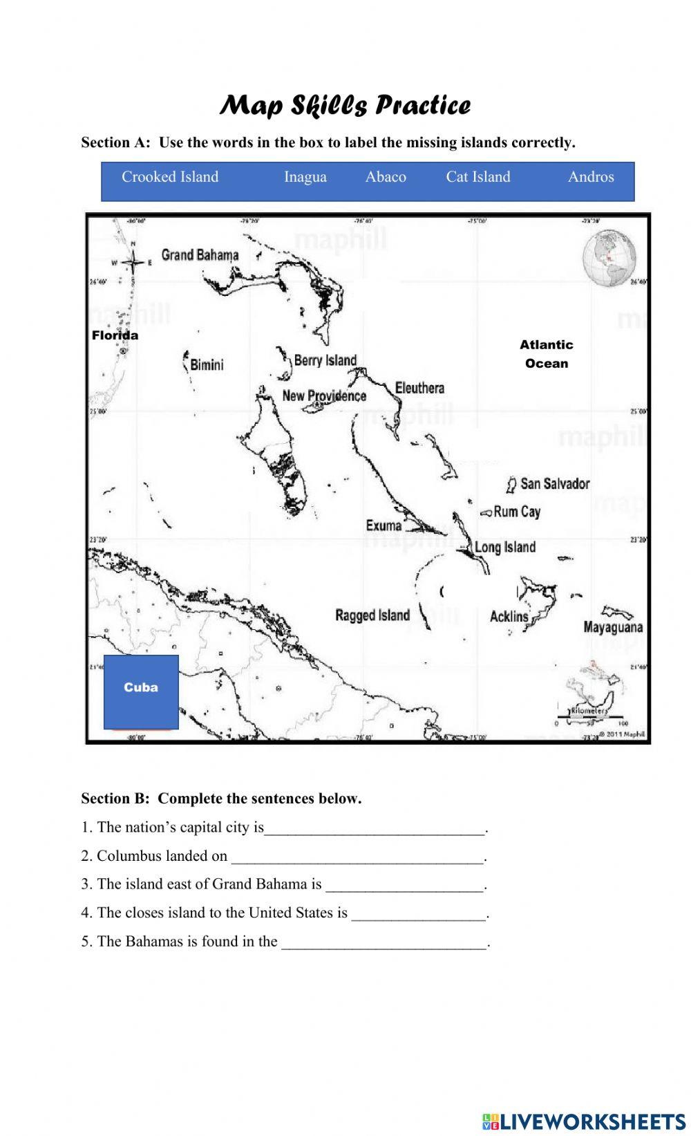 Map of The Bahamas Practice- low level online exercise for | Live ...