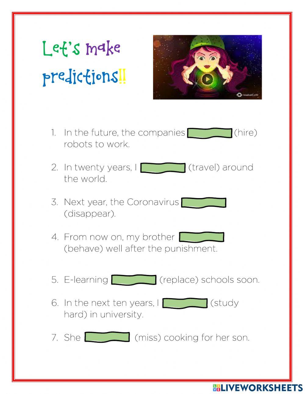 Predictions wit… | Free Interactive Worksheets | 1806901