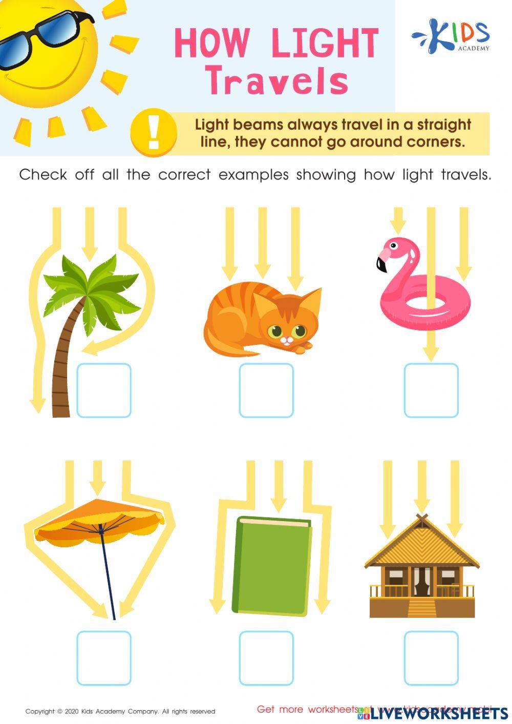 HOW LIGHT TRAVELS online exercise for | Live Worksheets