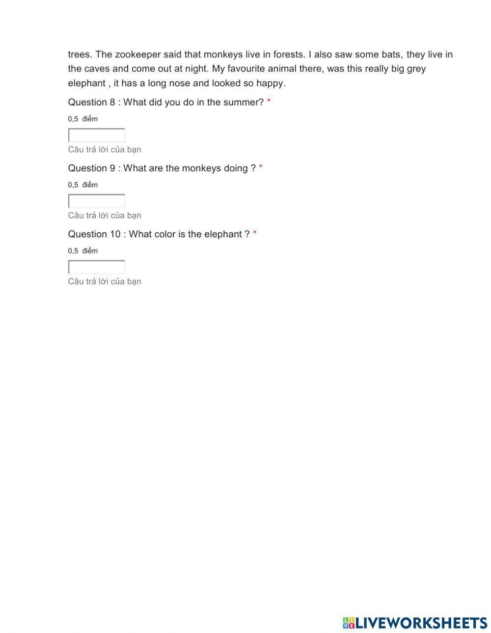 The first exam worksheet | Live Worksheets