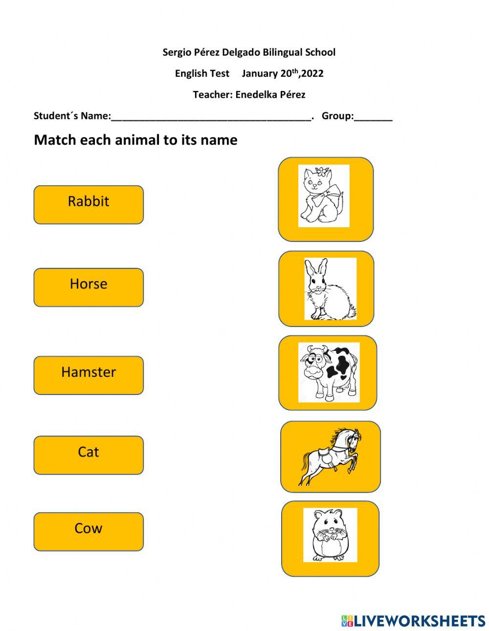 2683555 | Animal Test | eperezcama | LiveWorksheets