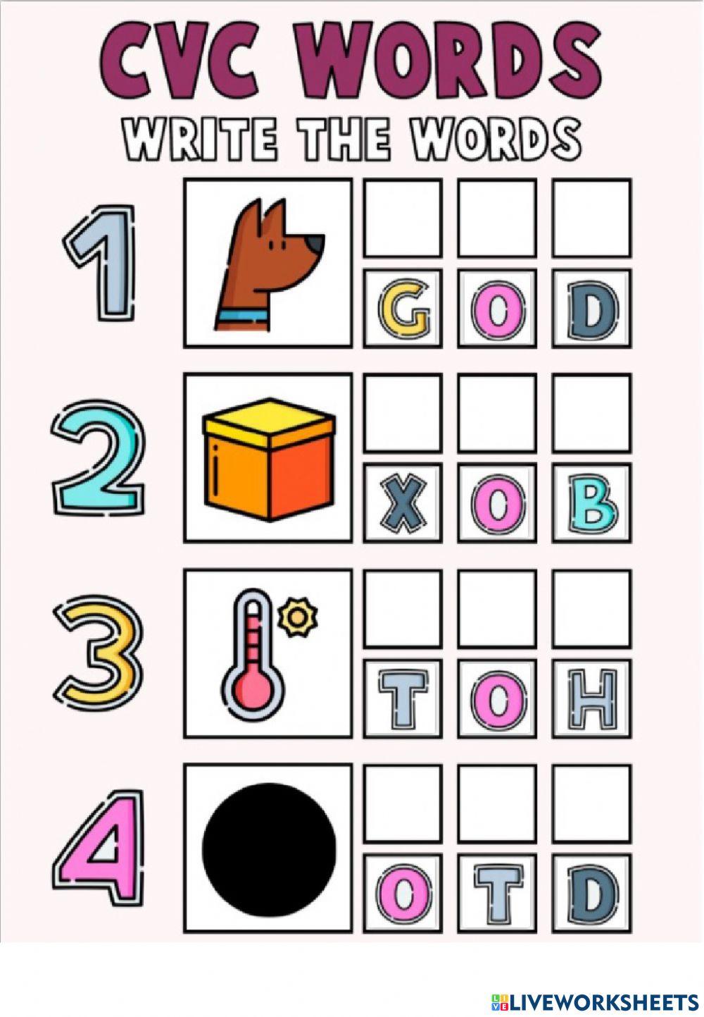 CVC Words online exercise for | Live Worksheets