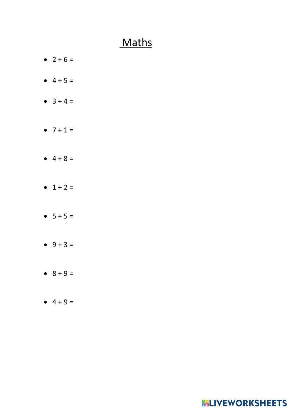1807582 | Maths worksheet | Shivank Dan | LiveWorksheets
