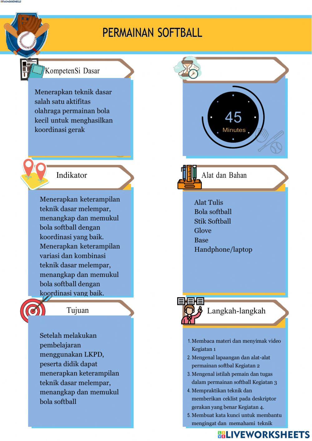 Softball Kelas X worksheet | Live Worksheets