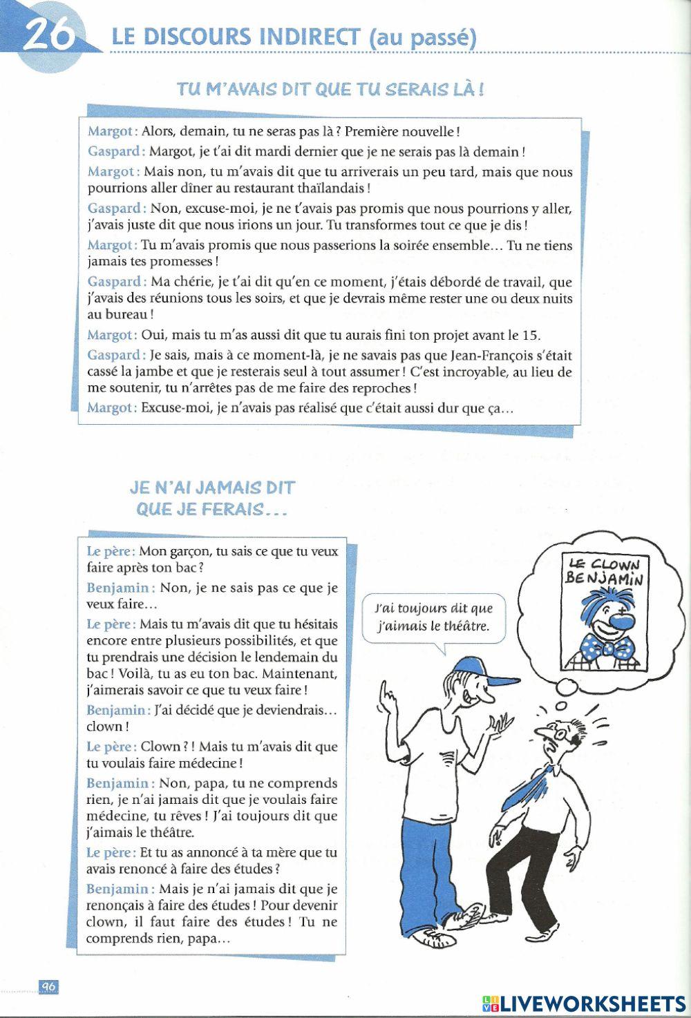 7159779 | Discours rapporté au passé - Dialogues