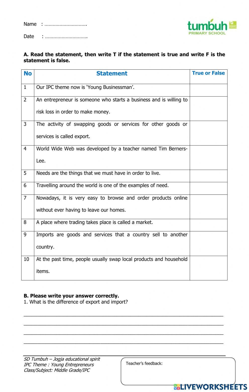 IPC - The Big Picture - Middle Grade online exercise for | Live Worksheets