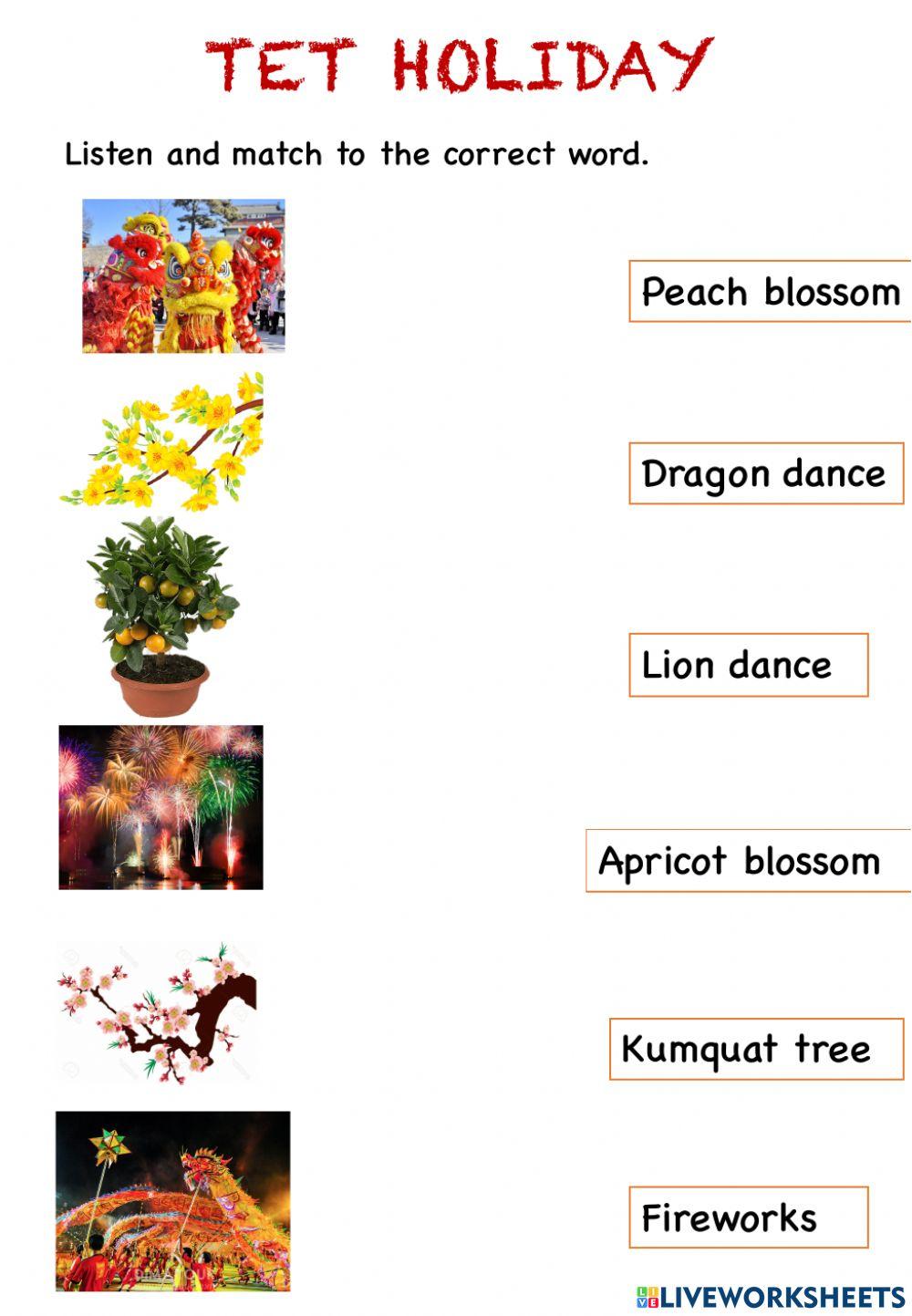 Tet holiday | Free Interactive Worksheets | 1808074