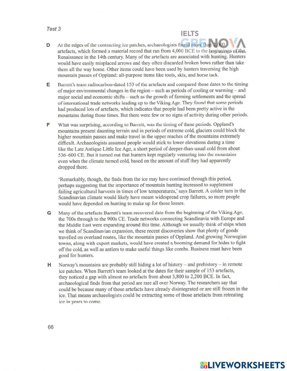 IELTS Reading Foundation test worksheet | Live Worksheets