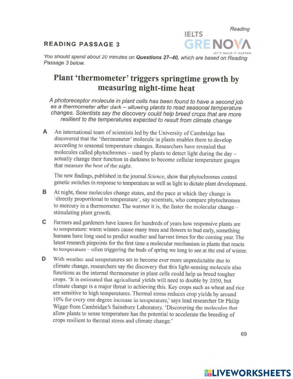 IELTS Reading Foundation test worksheet | Live Worksheets