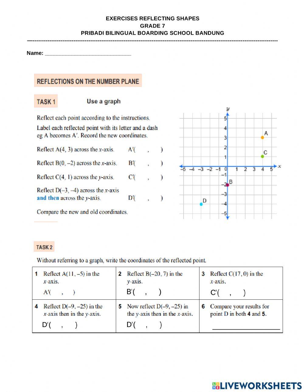 G7-Reflecting shapes online exercise for | Live Worksheets