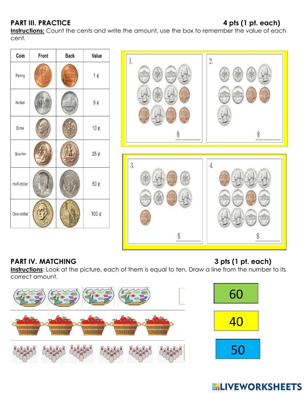 Math Test interactive exercise for 2nd | Live Worksheets