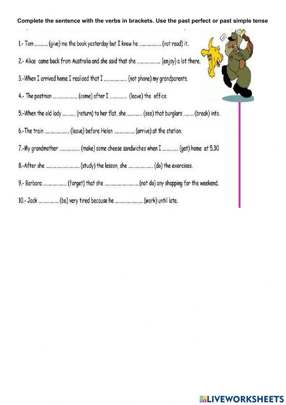 Tenses online exercise for 8th | Live Worksheets