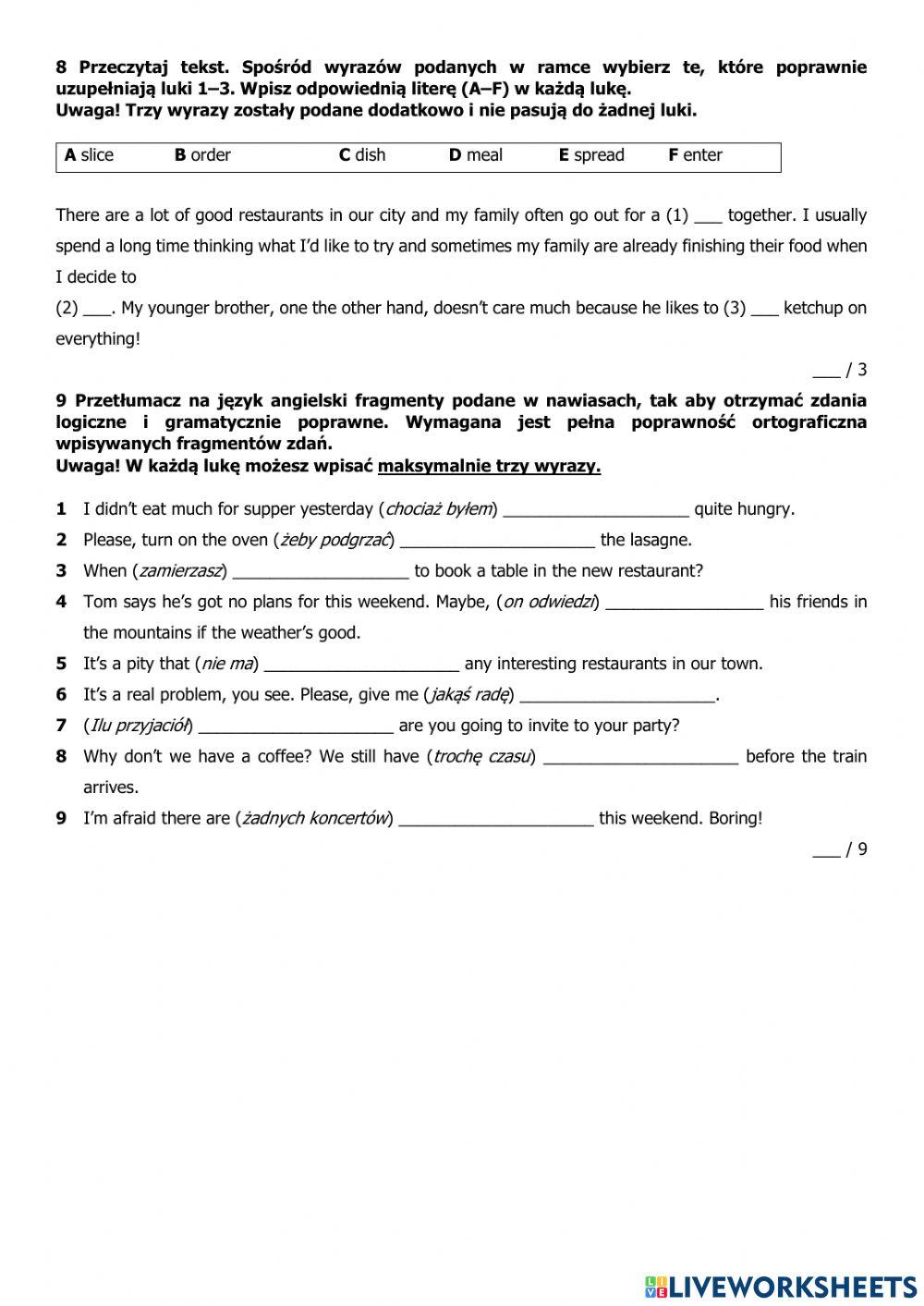 Repetytorium 8k… | Free Interactive Worksheets | 6814857