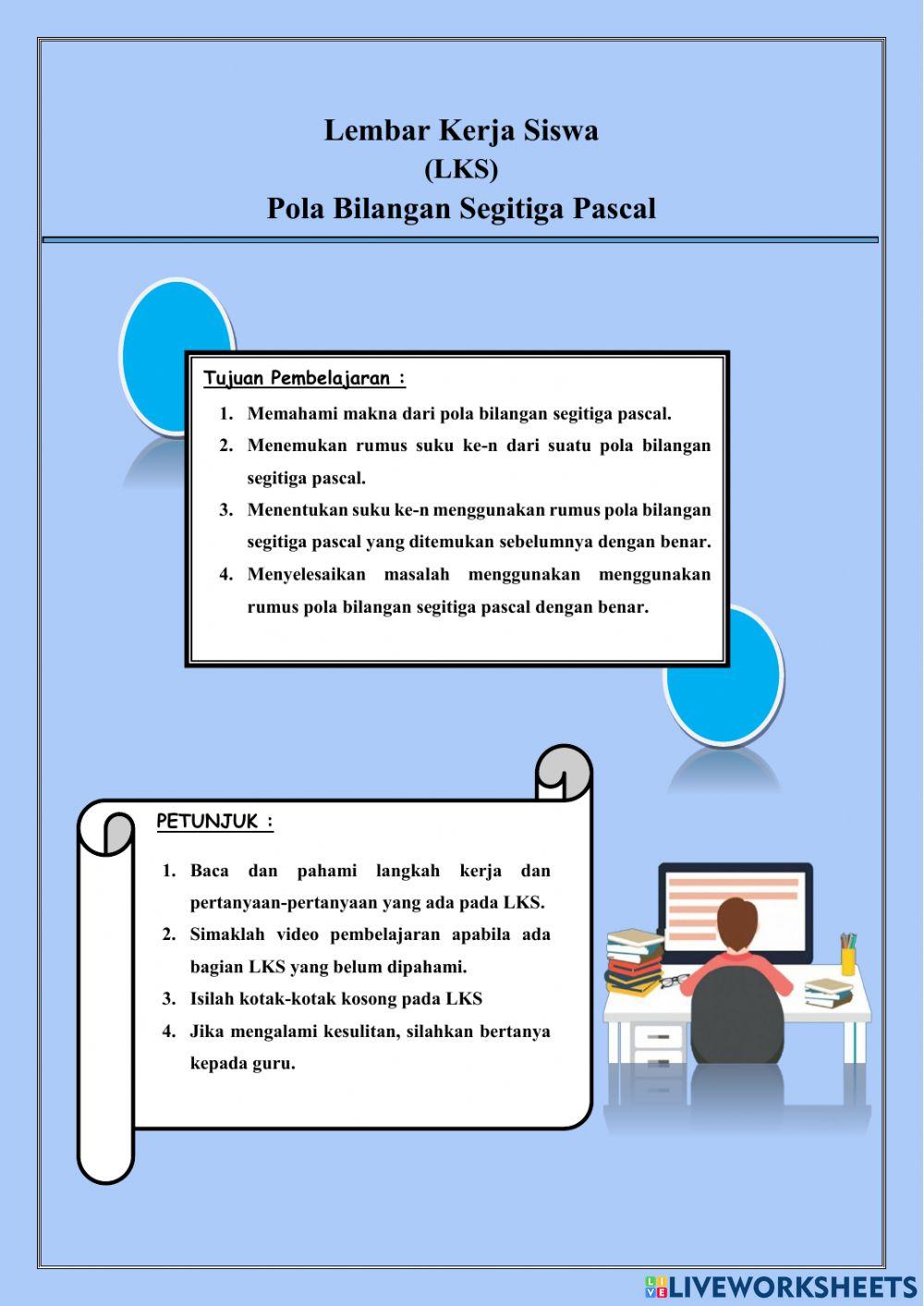 Pola Bilangan Segitiga Pascal interactive worksheet | Live Worksheets