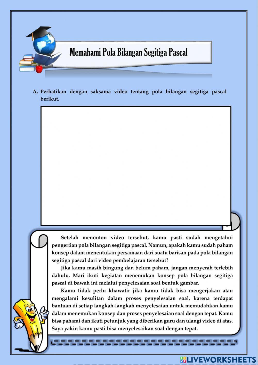 Pola Bilangan Segitiga Pascal interactive worksheet | Live Worksheets