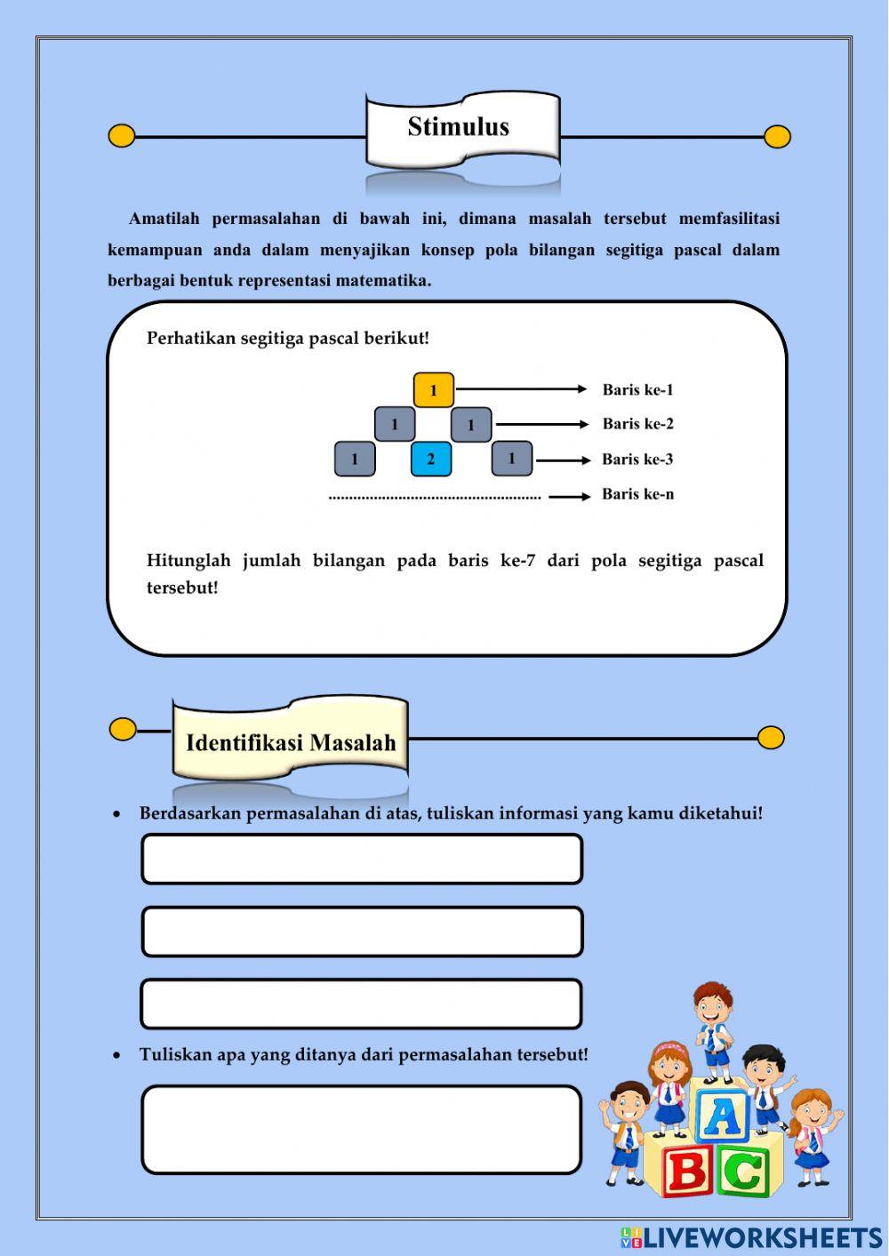 Pola Bilangan Segitiga Pascal interactive worksheet | Live Worksheets