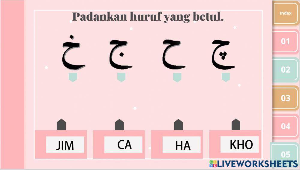 Padanan huruf Jawi jim ca ha kho worksheet | Live Worksheets