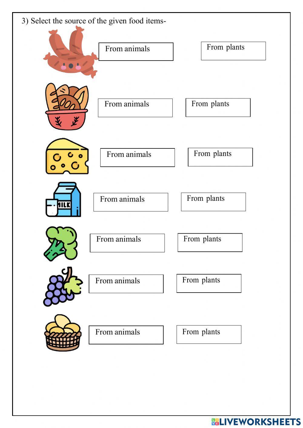Story of food -EVS 3 online exercise for | Live Worksheets