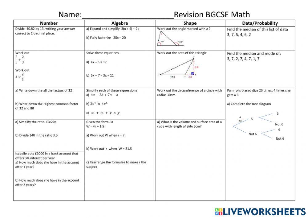 BGCSE Worksheet 1 January 2022-Dr. Thomas' Class online exercise for ...