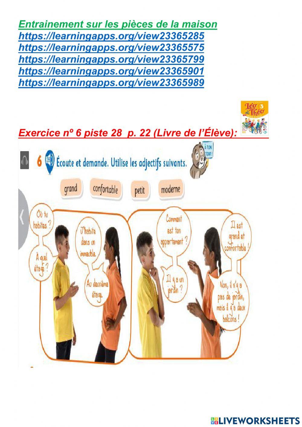 Samedi 22 janvier EB 5 Les meubles online exercise for | Live Worksheets