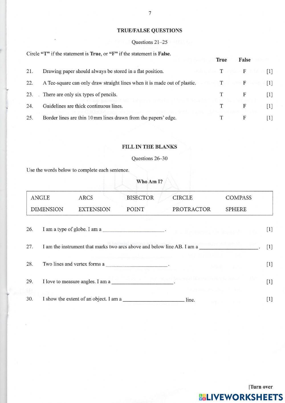 BJC EXAMINATION SECTION A-2020 online exercise for | Live Worksheets