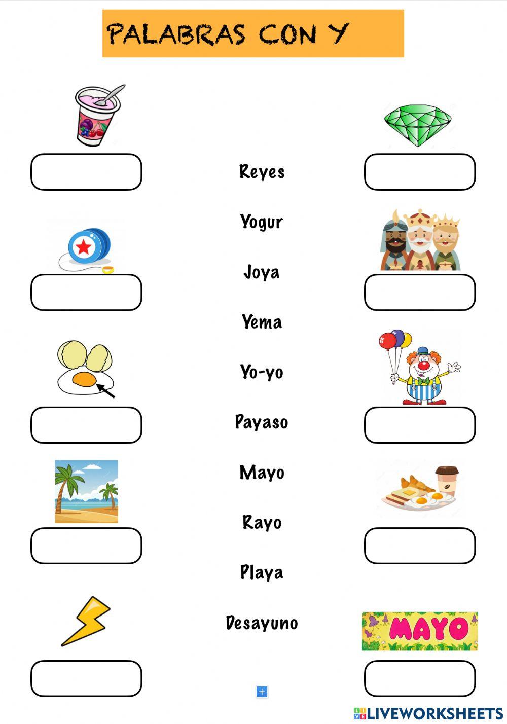 Palabra con y worksheet | Live Worksheets