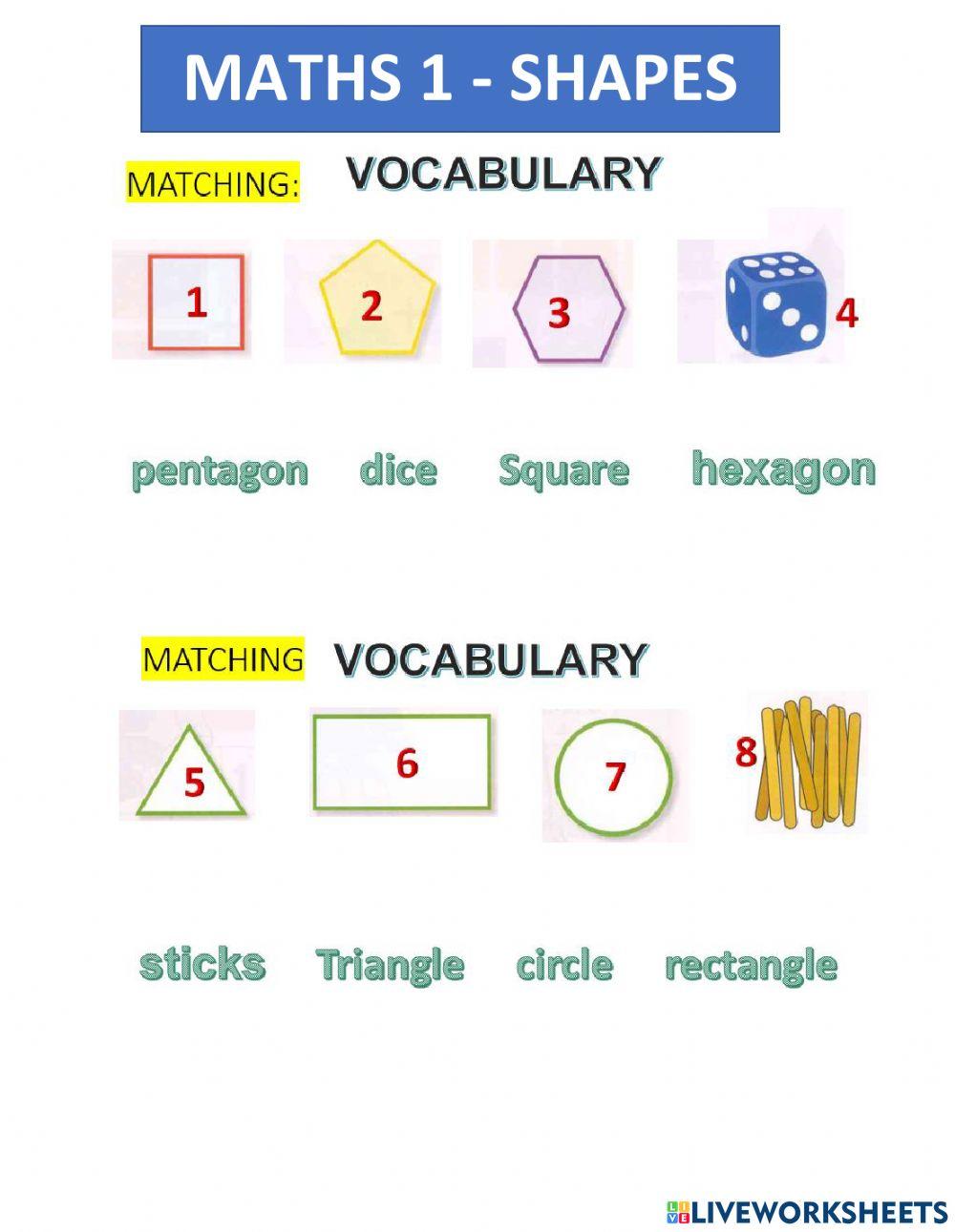 Maths 1 - shapes worksheet | Live Worksheets